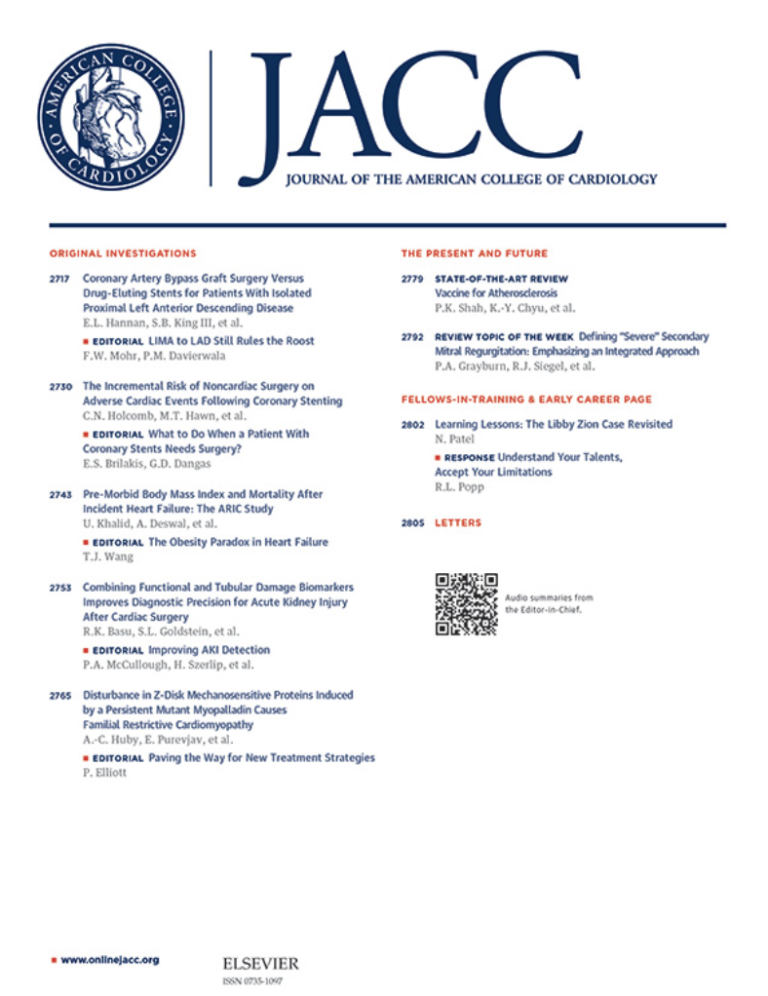 JACC cover – 東海大学 循環器内科